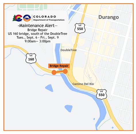Us 160 Bridge Repair South Of The Doubletree Hotel In Durango Project Map