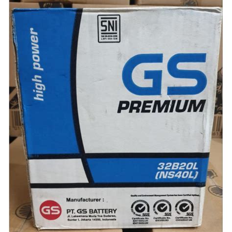 Jual Accu Aki Gs Premium Ns40l Termasuk Accu Zuur 32b20l Shopee