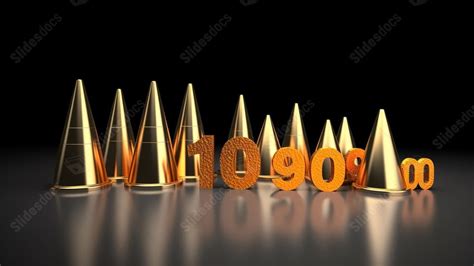 Grey With 3d Golden Ninety Percent And Traffic Cones Powerpoint