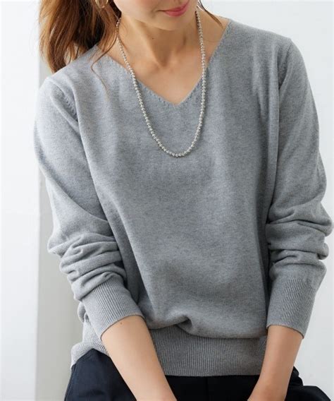 Nissen（ニッセン）の「洗えるuvカット綿100％vネックニット（ニットセーター）」 Wear