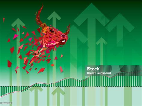 주식 시장 벡터 일러스트 레이 션에 낙관적인 기호입니다 추상적인 배경에 외환 또는 필수품 차트 벡터 기호는 황소 성장 시장입니다 머리에 대한 스톡 벡터 아트 및 기타 이미지