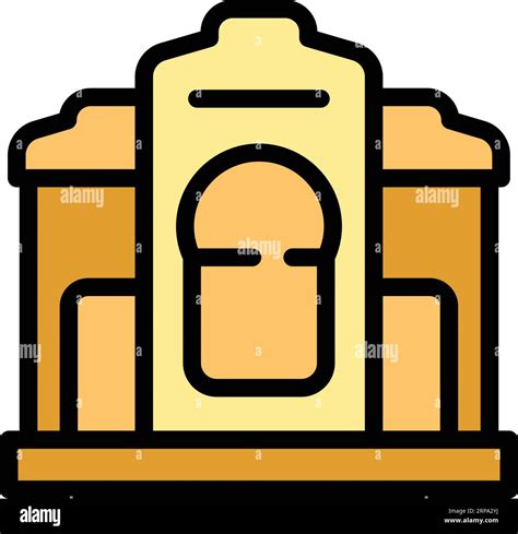 Temple House Icon Outline Vector Travel Culture City Skyline Color