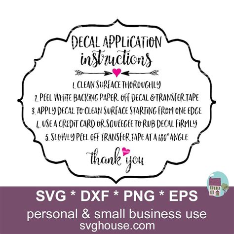 Decal Instructions SVG Care Card Svg Vector Cut Files For Etsy