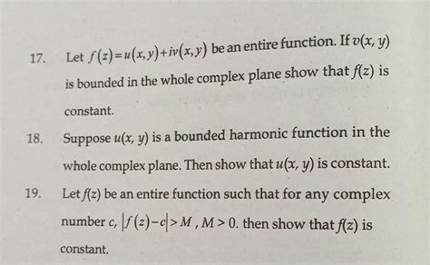 solved 17 let f z u x y iv x y be an entire function if