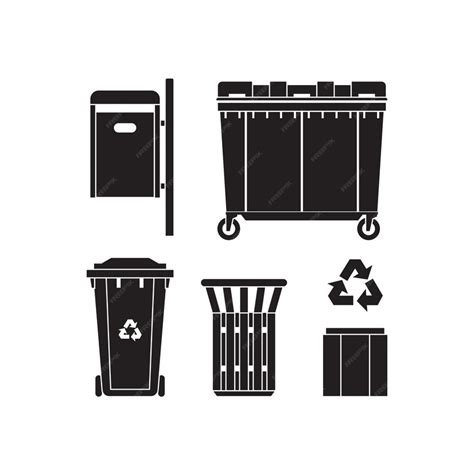 Premium Vector Garbage Bins And Trashcans Icons