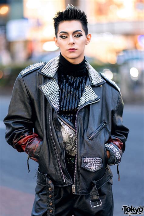 Leather Harajuku Street Style W Spiked Motorcycle Jacket Gallerie