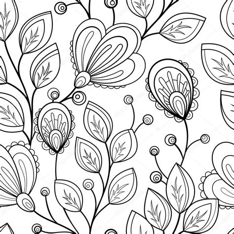 Seamless Abstract Monochrome Floral Pattern — Stock Vector