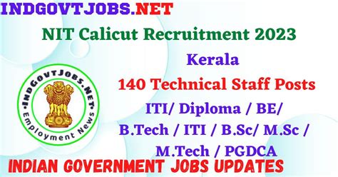 Indian Government Jobs On Linkedin Nit Calicut Recruitment 2023 140