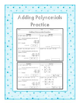 Adding Polynomials Practice By Math MatheMagicians TPT