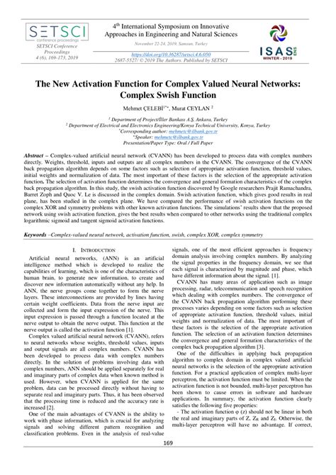 Pdf The New Activation Function For Complex Valued Neural Networks