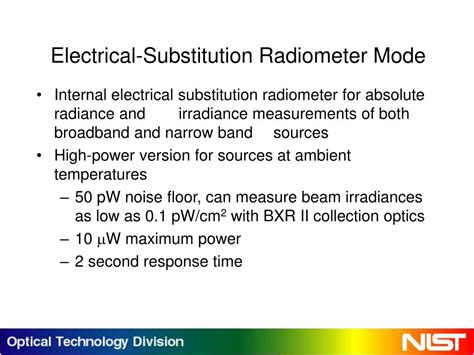 Ppt Nist Lbir Capabilities For Absolute Radiometric Calibrations