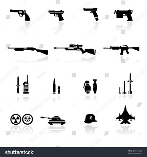 Icons Set Weapons Stock Vector Royalty Free Shutterstock