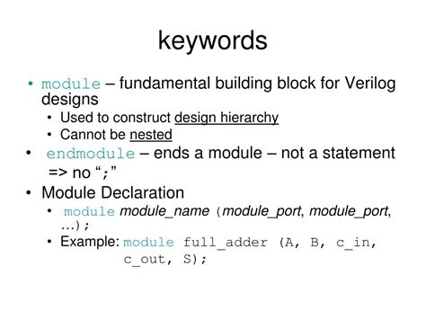 PPT INTRODUCTION TO VERILOG HDL PowerPoint Presentation Free