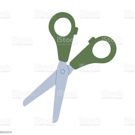 가위 둥근 구멍과 블레이드가있는 절삭 공구 흰색 배경에 격리된 플랫 벡터 일러스트 레이 션 가위에 대한 스톡 벡터 아트 및 기타