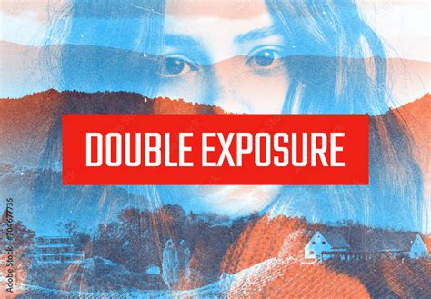 Double Exposure Grain Photo Effect Paper Texture Template Mockup