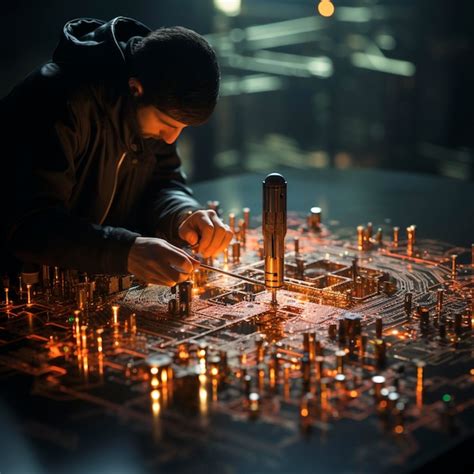 Premium Ai Image Young Man Working On Computer