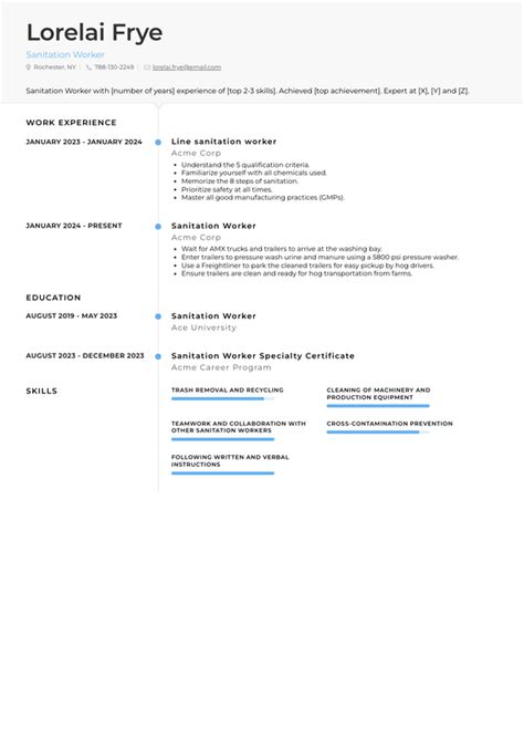 Sanitation Worker Resume Examples And Templates