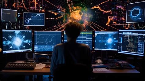 Premium Photo A Data Scientist Visualizing Intricate Data Patterns On Multiple Monitors
