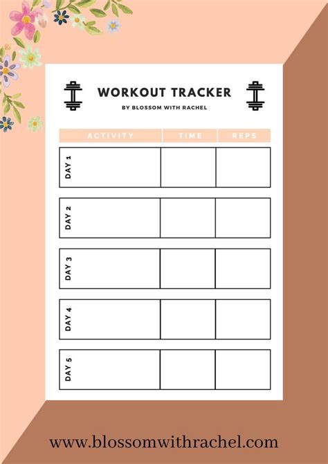 Workout Tracker Printable Free Blossom With Rachel Fitness Planner