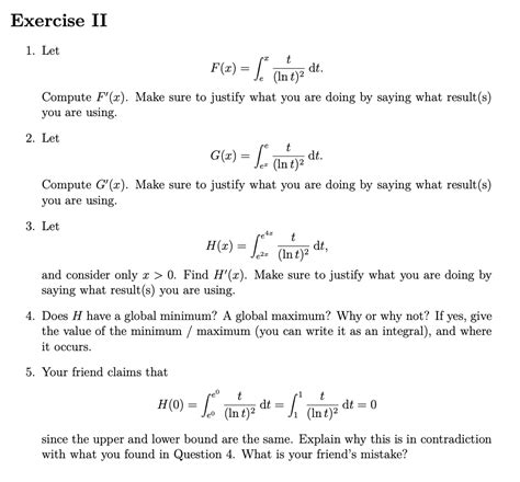 Solved Exercise II Let F X Int T Dt Compute Chegg Com