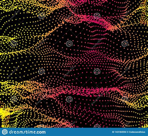 Dynamic Particles Wave From Nodes D Sea Flow Stock Illustration Illustration Of Futuristic