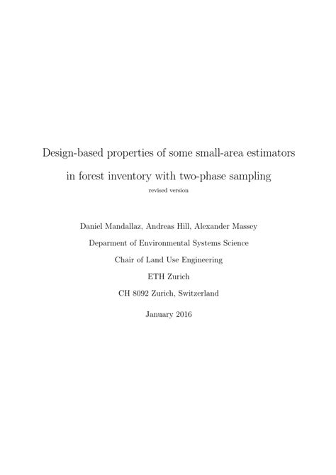 Pdf Design Based Properties Of Some Small Area Estimators In Forest Inventory With Two Phase