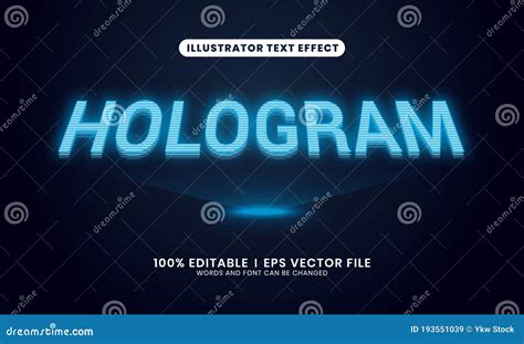 Editable Hologram Text Effect Stock Vector Illustration Of Cyberspace Flash 193551039