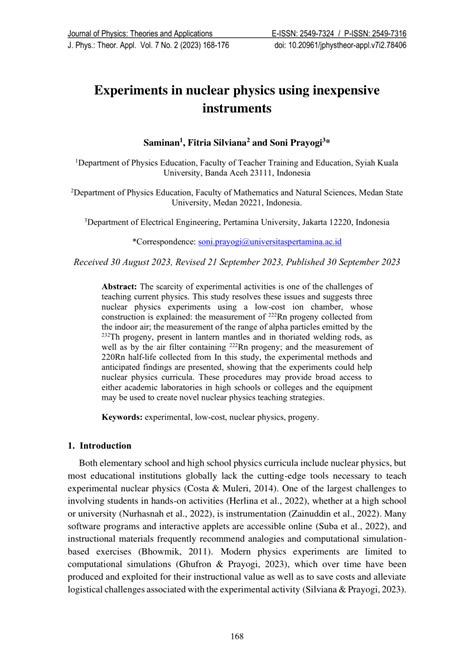 Pdf Experiments In Nuclear Physics Using Inexpensive Instruments