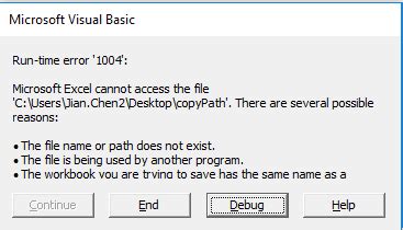 Excel VBA Runtime Error 1004 Stack Overflow