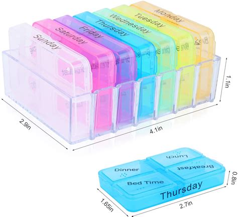 Weekly Pill Organizerdaily Pill Organizer 7 Day 4 Compartment Pill Box
