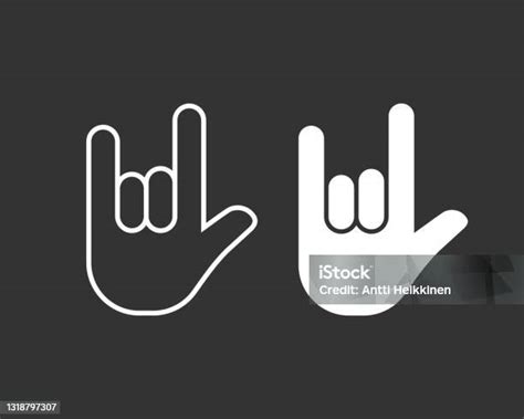 록 핸드 제스처 아이콘 악마 뿔 기호 헤비 메탈 음악 기호 마우스 클릭 커서 로고 실루엣 벡터 일러스트 이미지입니다 감정에 대한