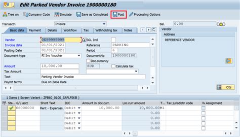 FBV Tcode In SAP How To Post A Parked Document SAPFICOBLOG