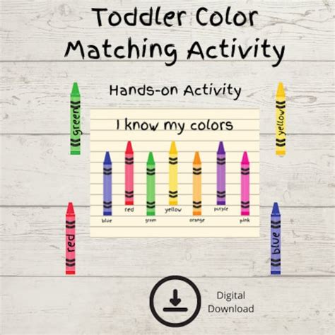 Babe Learning Activity Color Matching Digital Download Etsy