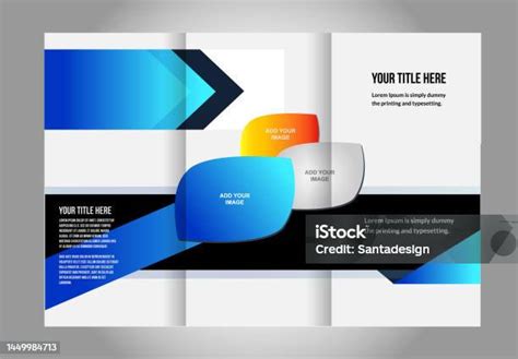 Vector Empty Trifold Brochure Print Template Design Trifold Bright