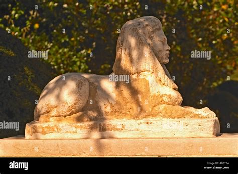 Statue Of A Sphynx Sfinx Sphinx At The Entrance To The Park At