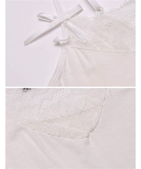 Women Night Dress Spaghetti Strap O Neck Cami Slip Lace Nightwear Sleep