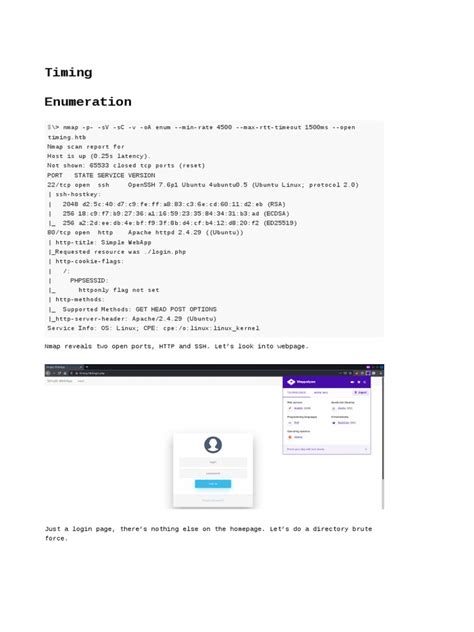 Timing Enumeration Nmap Reveals Two Open Ports And Ssh Let S