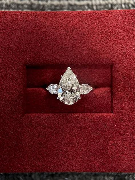 Pear Cut Moisssanite Three Stone Engagement Ring Promiseproposal Ring
