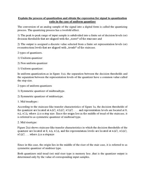 Explain The Process Of Quantization And Obtain The Expression For Signal To Quantization Ratio
