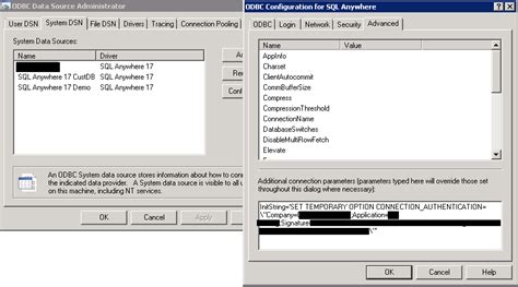 Initstring Sqlanywhere 12 Authentication In Odbc Stack Overflow