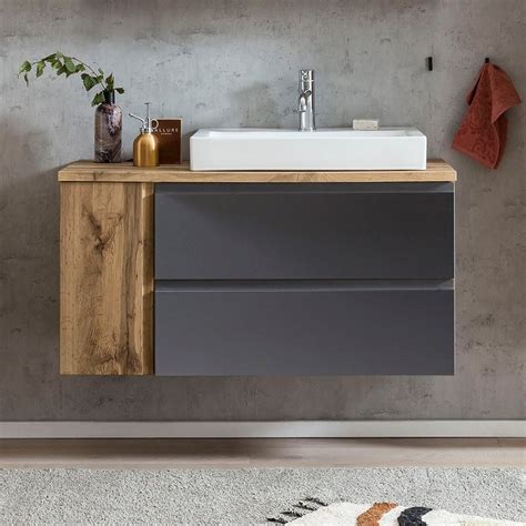 Lomadox Waschbeckenunterschrank Vasto 03 Grey Waschtisch Mit Keramik