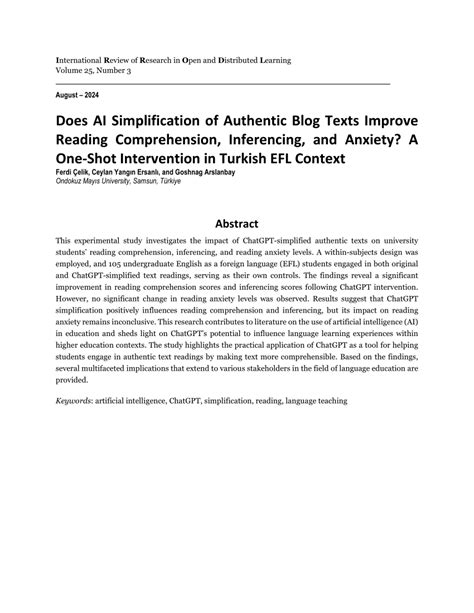 Pdf Does Ai Simplification Of Authentic Blog Texts Improve Reading