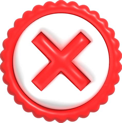 No Wrong And Declined 3d Icon Realistic Negative Red Cross Symbol 3d Rendering Illustration