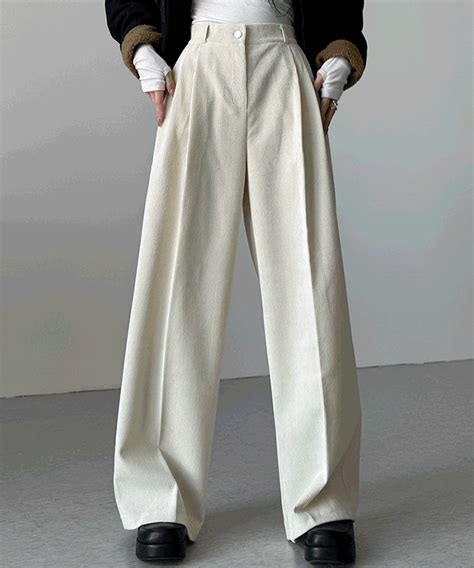 뒷밴딩 마이쮸 골덴 코듀로이 와이드 일자핏 팬츠 에이블리