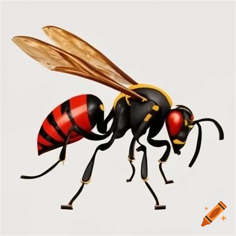 Graphic Representation Of Wasp Emphasizing Stinger With Red Color On