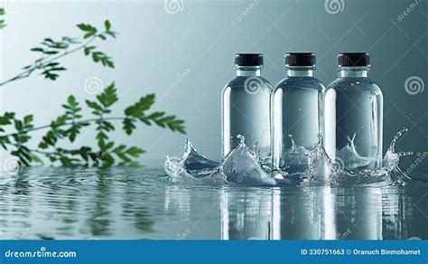 The Clear Colored Glass Bottles Of Various Sizes Are Isolated Against A