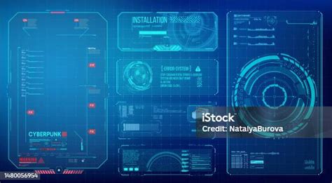 Hud Ui Gui 미래 지향적 인 사용자 인터페이스 화면 요소를 설정 합니다 비디오 게임을 위한 하이테크 스크린 공상 과학