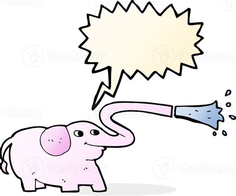 Cartoon Elephant Squirting Water With Speech Bubble 39928785 Png