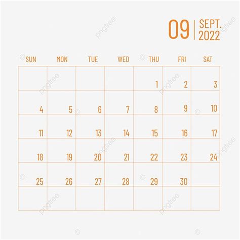 Minimalist Orange And White Calendar For September 2022