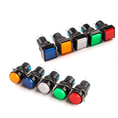 16mm With Light Power SwitchAB6 5 8Pin Push Button Switch Small Square